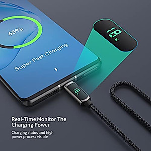 SOOPII USB C Cable, 4FT Nylon Braided USB C to USB C Cable, 100W PD Fast Charging Type-C Cable with LED Display for lPad Mini/Air/Pro, MacBook Pro, Samsung Galaxy S22/S10, Pixel, LG