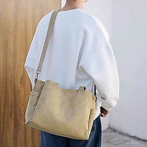 Canvas Tote Bag with Multi Pockets Women Shoulder Bag for Work College Teacher Purse Handbag