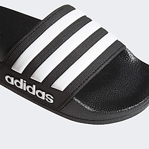 adidas Adilette Shower Slides, Core Black/White/Core Black, 4 US Unisex Big Kid