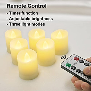 Flameless Candles Tea Lights Candles with Remote, Battery Operated Candles LED TeaLights with Timer Votive Candles Unscented Outdoor Warm White Fake Candles Flickering Candles 200 Hours,6 Set x 1.8"