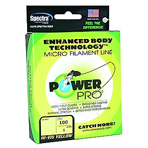PowerPro 21100300100Y Spectra Braided Fishing Line 30lb 100yd, Hi-Vis Yellow, One Size