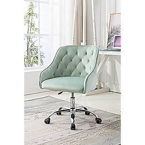 CNANXU Velvet Swivel Shell Chair with Adjustable Height,Accent Swivel Desk Chair,Modern Leisure Office Chair for Living Room (Mint Green)