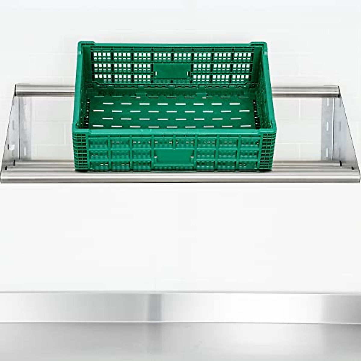 Restaurantware Kitchen Tek 42 x 18 x 11.3 Inch Commercial Kitchen Rack 1 Tubular Kitchen Sink Wall Shelf - Wall Mounted Sturdy Stainless Steel Commercial Kitchen Shelf 154-lb Capacity