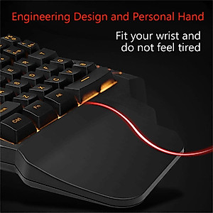 TIDECAT One-Handed RGB Backlit Gaming Keyboard,35 Keys Mini Gaming Keypad,Portable Game Controller for PC PS4 Xbox Gamer,Black,17.3x23x3.7cm