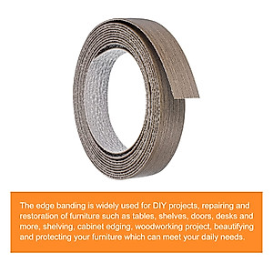 uxcell Edge Banding, 3/4 inch x 9.84ft Pre-Glued Wood Veneer Edging Iron-on Flexible Edge Banding for Cabinet Repair Furniture Restoration, Brown