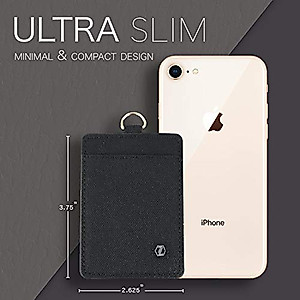 ZARIO Slim Keychain Wallet Lanyard - Minimalist RFID Card Holder Keychain for Men & Women (Black)