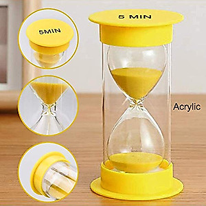 EMDMAK Sand Timer, Acrylic Hourglass Timer Colorful Sandglass Timer 1 min/2 mins/3 mins/5 mins/10 mins/15 mins Sand Clock Timer for Games Classroom Home Office(Pack of 6)