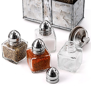 ZEAYEA Set of 24 Small Salt and Pepper Shakers, 0.5 oz Mini Glass Seasoning Jars with Funnel, Glass Cube Body Spice Shakers for Wedding, Party, Restaurant, Home Kitchen Supplies