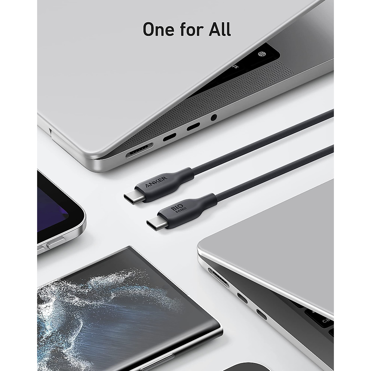 Anker 543 USB C to USB C Cable (100W 6ft), USB 2.0 Bio-Based Charging Cable USB-C to Lightning Cable, 541 Cable (6ft), MFi Certified, Bio-Based Fast Charging Cable (Phantom Black)