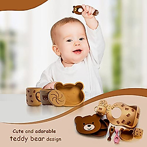 Neverland Creations Silicone Baby Feeding Set - 7 Piece - Baby Led Weaning Supplies - Suction Bowl, Divided Plate, Adjustable Bib, Snackcup, Cup, Eating Utensils for 6+ Months