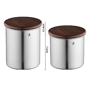 LAPLACE Stainless Steel Airtight Coffee Canister with Walnut Lid, Food Storage Container for Coofee Beans, Tea, Dry Goods, Candy 16 Oz