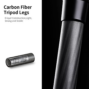 K&F Concept 63" Carbon Fiber Camera Tripods,D254C1+BH-28L Compact Tripod with Detachable Monopod, Metal Ball Head 10KG Load Capacity with Quick Release Plate for SLR DSLR Digital Camera/Camcorder