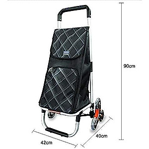 Shopping Trolley on Wheels Multi Function Shopping Cart Aluminum Climbing Stairs with 6 Round Folding Trolley Storage Hand Trucks,Black ,