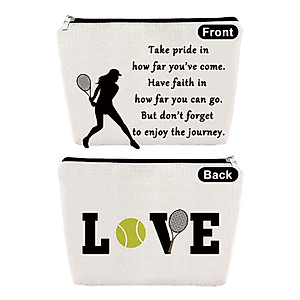 Sfodiary Tennis Gifts Makeup Bag Inspirational Gift for Tennis Player Birthday Gift for Women Cosmetic Bag Tennis Lover Gift Graduation Gift for Tennis Girl Travel Cosmetic Pouch Christmas Gift