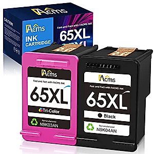 FACMS Remanufactured Ink Cartridges Replacement for HP 65XL 65 XL Ink Cartridge for Envy 5055 5052 5058 DeskJet 3755 2652 2655 3722 3723 3752 3758 3730 3720 3700 2622 2655 Printer (1 Black, 1 Color)