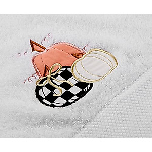 Quera 2 Pack of Fall Thanksgiving Hand Towels 100% Cotton Pumpkin Premium Luxury Decorative Bathroom Decorative Plate Set Dry, Clean, Cook, Autumn 13.7 "x 29.5", White