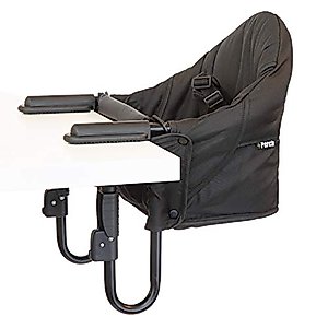 guzzie+Guss Perch Clip On Table Chair – Easy and Secure Setup for Travel (Including Restaurants, Picnics), at Home (Kitchen Islands, Dining Tables) with Machine Washable Fabric, Black