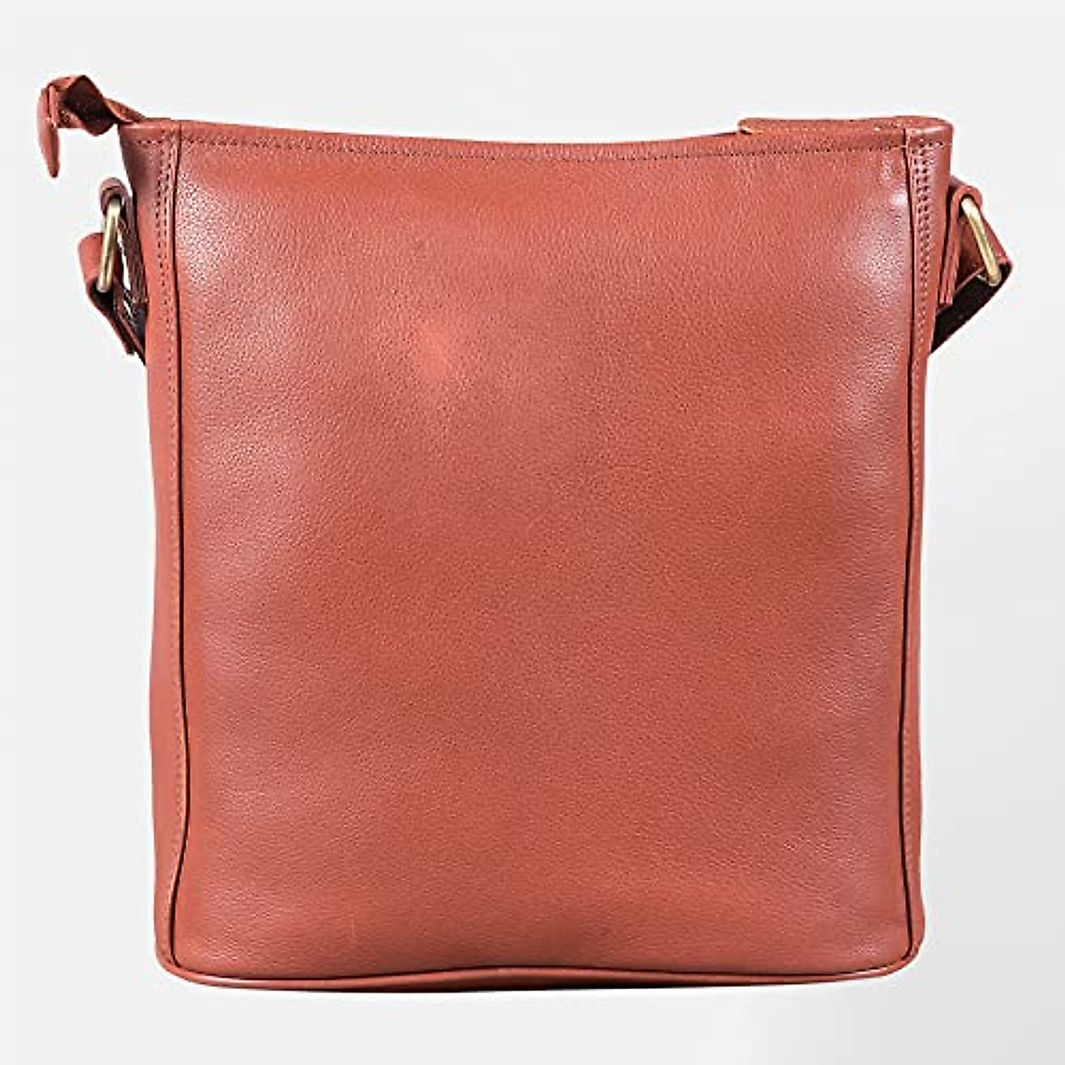 LEABAGS Leather Crossbody Bag - Vintage Genuine Buffalo Leather Handbag - Messenger Shoulder Bag Men Women Briefcase Large Milano Brown For Caramel