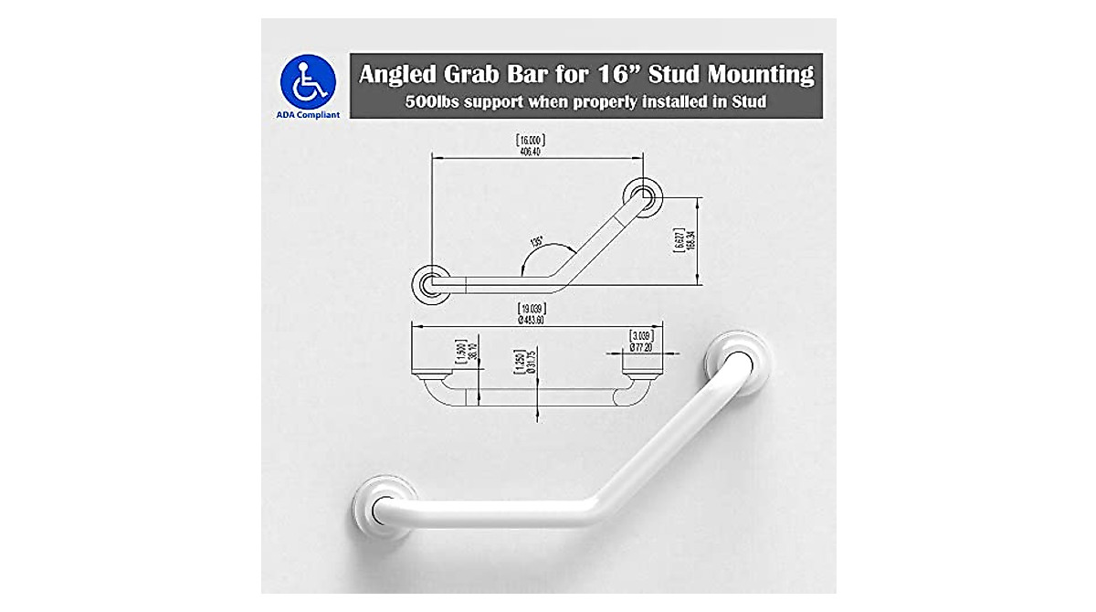 AquaChase Heavy Duty ADA Compliant Grab Bar for Bathroom Safety