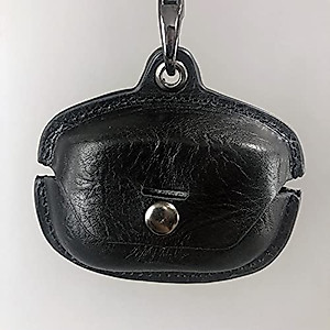 Genuine Leather Case Compatible with Sony WF-1000XM4 True Wireless Earphone Protective Case Crazy Horse Leather Cover with Leather Lanyard (Black)