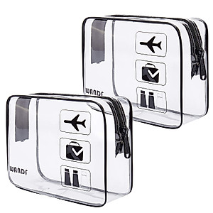 TSA Approved Clear Travel Toiletry Bag wih Zippers Carry-on Travel Accessories Quart Size Toiletries Cosmetic Pouch Makeup Bags for Men and Women (2 pcs)