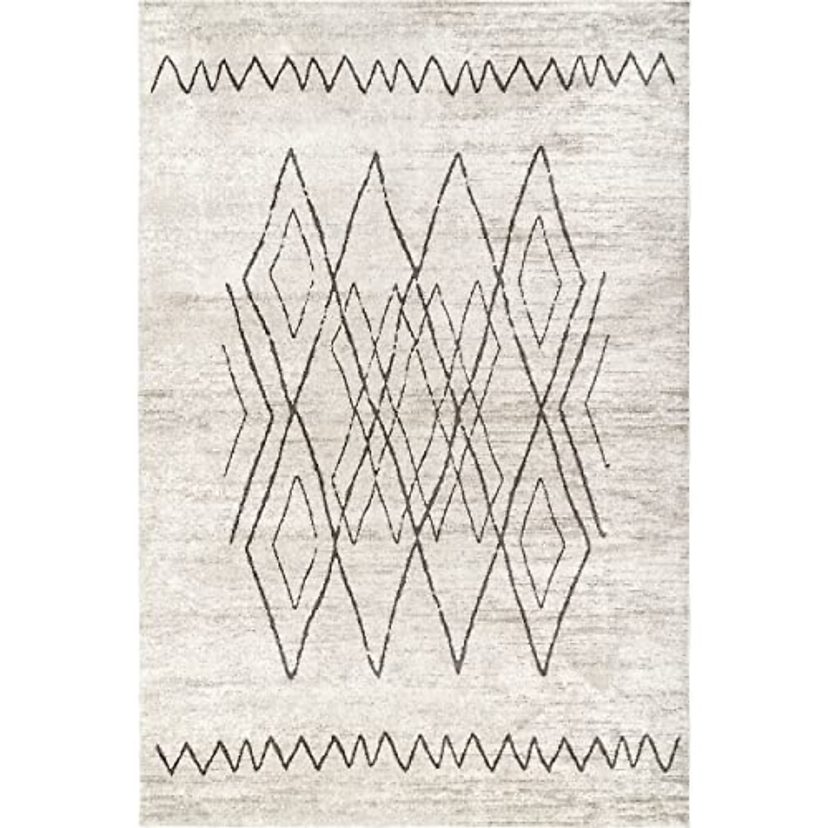 nuLOOM Miriam Machine Washable Geometric Diamond Area Rug, 8' x 10', Beige
