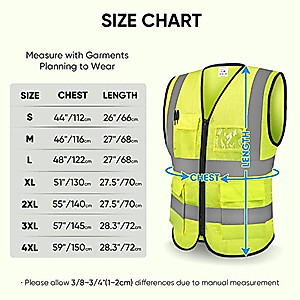 TICONN Reflective Safety Vest High Visibility Class II Mesh Vest for Women & Men Meets ANSI Standards (1PK, Yellow, L)