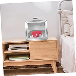 SKISUNO Box Portable Medicine Box Cabinet Phone Lock Emergency Mobile Phone Jail Wall Hanging Locking Cases Wall-Mounted Medicine Case Portable Safe for Travel Pill Aluminum Alloy Silver