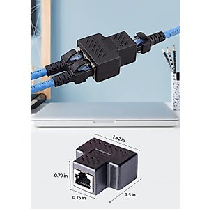 2 pieces RJ45 Coupler, Ethernet Coupler, in Line Coupler for Super Cat5, Cat5e, Cat6, Cat7 LAN Ethernet Socket Connector Adapter, 1 to 2 Ethernet Splitter Coupler Adapter