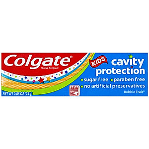 Colgate Kids Cavity Protection Fluoride Toothpaste, Bubble Fruit Flavor, Travel Size 0.85 oz (24g) - Pack of 8