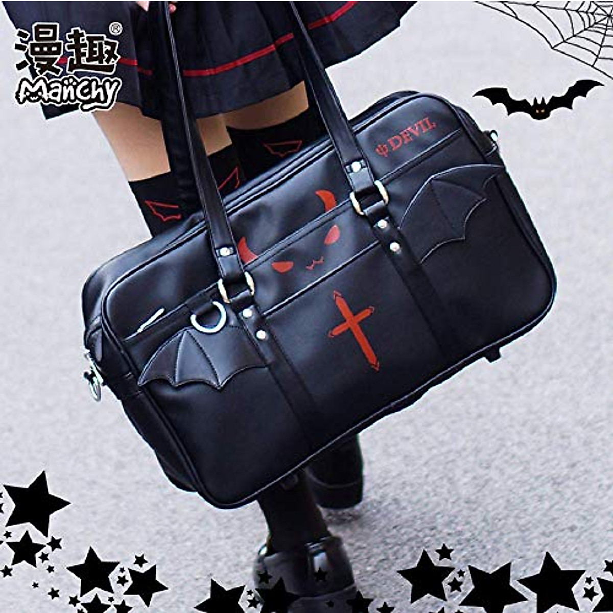 GK-O Japanese Lolita PU Leather Handbag Kawaii Devil Gothic Shoulder Bag School Bag Messenger Bags