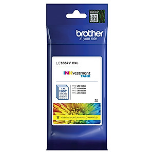 Brother Genuine LC3037Y, Single Pack Super High-Yield Yellow INKvestment Tank Ink Cartridge, Page Yield Up to 1,500 Pages, LC3037