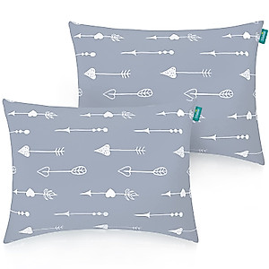 Toddler Pillow for Sleeping, Kid Pillow 14" x 19" for Small Travel Bed, Nap Pillow for Crib, Soft & Skin-Friendly Small Pillows for Sleeping, Toddler Use Only, Age 2 to 5 (Grey Arrow)