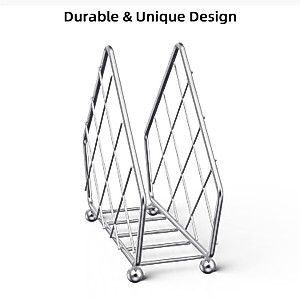 Lxmons Vertical Napkin Holder for Dining Table Décor, Freestanding Metal Paper Holder for Kitchen Countertop, Heavy Duty Napkin Paper Organizer, Durable Tissue Stand for Home Restaurant, Silver Chrome