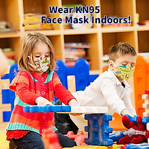 UniikStuff Kids KN95 Face Masks for Children - 50 Pack Individually Wrapped 5-Layer Multicolor Cute Print KN95 kids Disposable Face Masks with Adjustable Nose Clip Suitable for Children