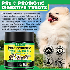 Probiotics for Dogs (Duck 30PCS), Probiotic Chews for Dogs with Digestive Enzymes, Dog Probiotics for Yeast, Itchy Skin, Anti Diarrhea, Gut Digestive Health, Allergy & Immune Support - for All Breeds
