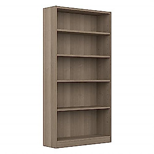 Bush Furniture Universal Tall 5 Shelf Bookcase in Natural Cherry