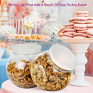 DilaBee Plastic Candy Jars with Lids for Candy Buffet - 2 Pack - Clear Cookie Jars for Kitchen Counter, Office Desk, Laundry Pods Containers, Home Storage Organizer & Party Table - 96 Oz