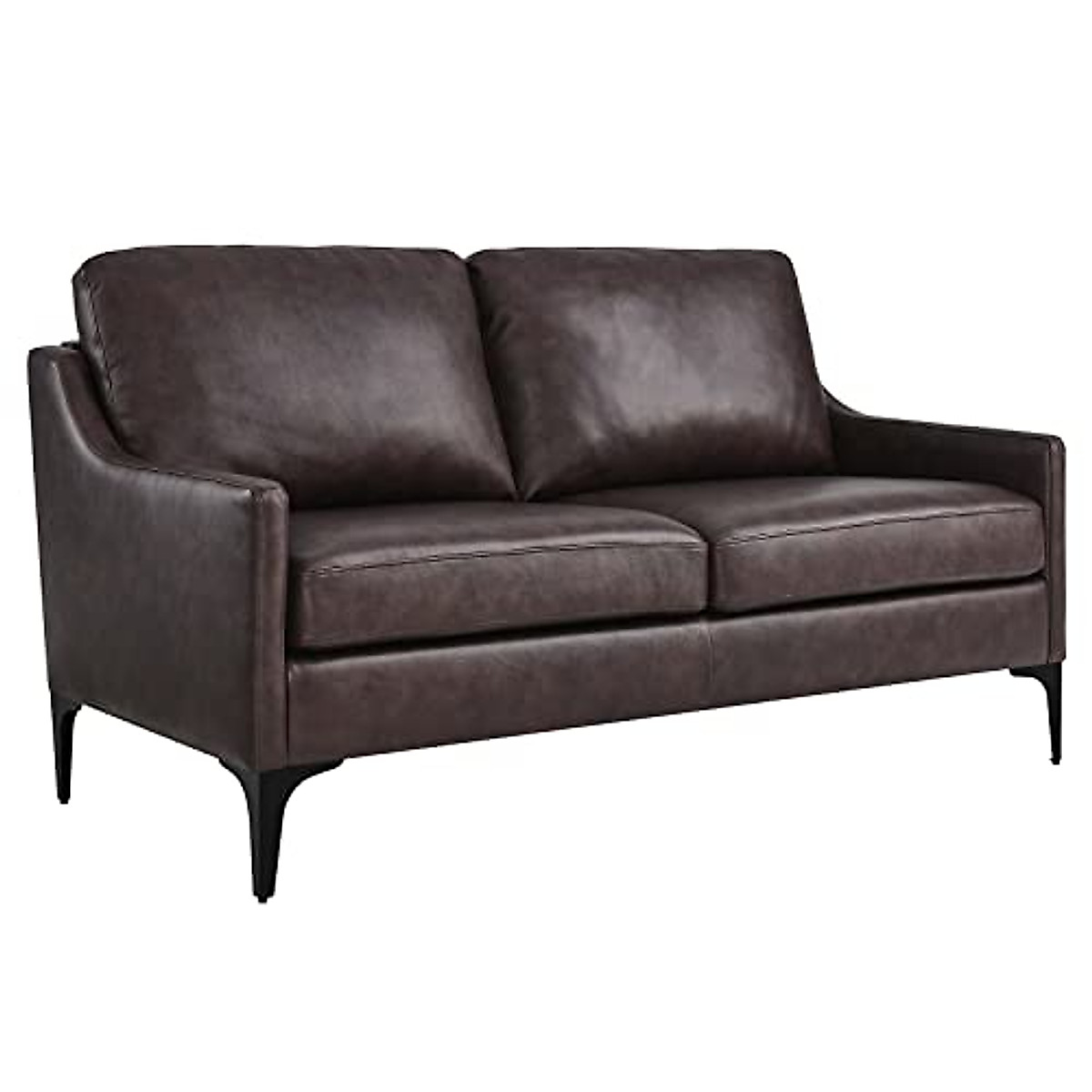 Modway Corland Upholstered Leather Loveseat, Brown