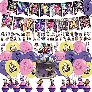 YACANNA The owl House Birthday Party Supplies, Owl HouseTheme Birthday Party Decorations, Includes Cupcake Toppers Banner ,18 Balloons & Owl House Stickers,Cute The owl HouseTheme for Birthday Party