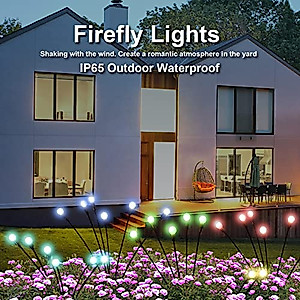 2 Pack Slyuexu Solar Garden Firefly Light：Starburst Swaying Firefly Outdoor Light Waterproof - Garden Decorative Lights Decoration Garden, Parties, Camping(Multicolor-Discolouration)