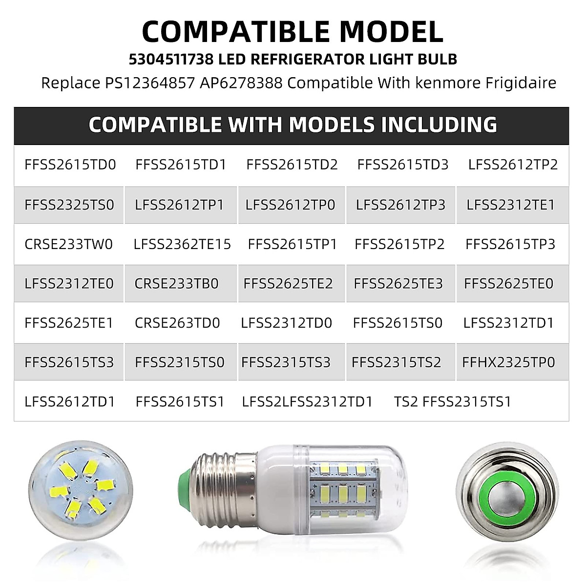 GEAIN 5304511738 Light Bulb Refrigerator 3.5W (110-240V Warm Light) for Frigidaie Refrigerator Light Bulb | LED kei d34l Replacement Light Bulb Refrigerator PS12364857 AP6278388-2 Pack
