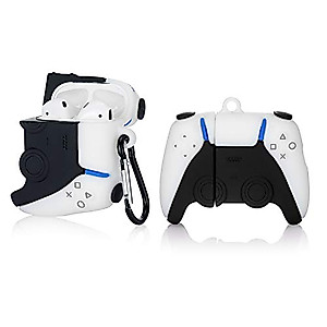 PS-5 Airpods Case, Protective Shockproof Case Cover Skins with Keychain Compatible with Apple AirPod 2 and 1