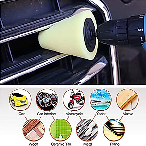 Car Buffers and Polishers Kit for Drill, 14Pcs Drill Polishing Wheel Foam Ball Buffing Pads Sponge Ball for Automotive Car Wheels Hub Care, Metal, Plastic, Ceramic and Glass