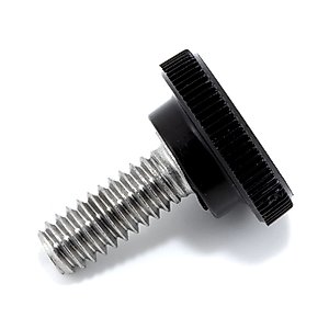 1/4"-20 x 5/8" Thumb Screw Stainless Steel - Black Knurled Round Plastic Knob - Standard/Coarse Thread Thumbscrew - Length: 0.625" - Proudly Built in USA - Package of (10)