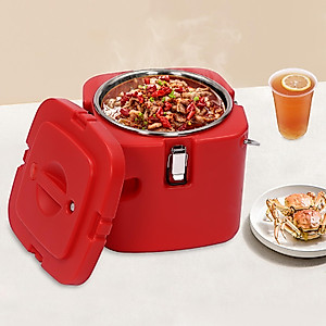 Giciashop Insulated Soup Container, 2.5 Gallon Food Warmers Food Hot Box with Thick Lid and Buckles, Commercial Soup Container for Hot or Cold Food Storage