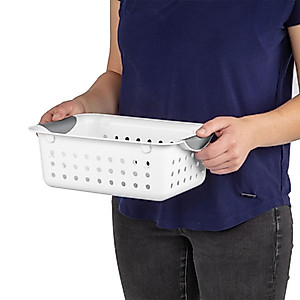 Sterilite 16228012 Small Ultra Basket, White Basket w/ Titanium Inserts, 12-Pack