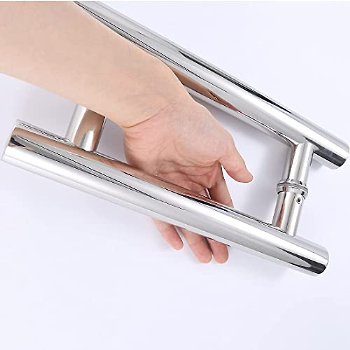 SIMPHONY 12 inches Heavy-Duty Commercial Grade-304 Stainless Steel Push Pull Door Handle/Sliding Barn Door Handle Set/Glass Door Pulls,Hardware - Fit Doors 1/2 to 2 ''