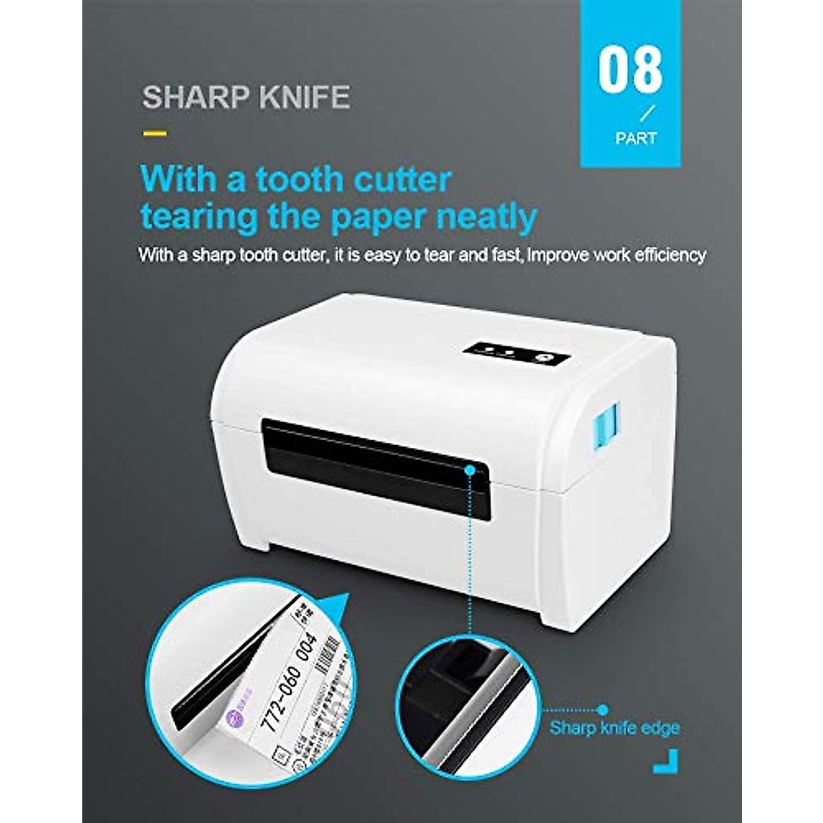 with U Disk (Driver.Software, Video are in U Disk) Label Maker Printer Thermal Barcode Shipping Printer Bluetooth and USB 110mm 4X6 Shipping Sticker Label Printer 4 inch (USB+Bluetooth Port)