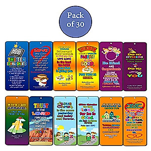 Ten Commandments Memory Verses Bookmarks for Kids (30-Pack) - Perfect Giveaways for Children’s Ministry and Sunday Schools